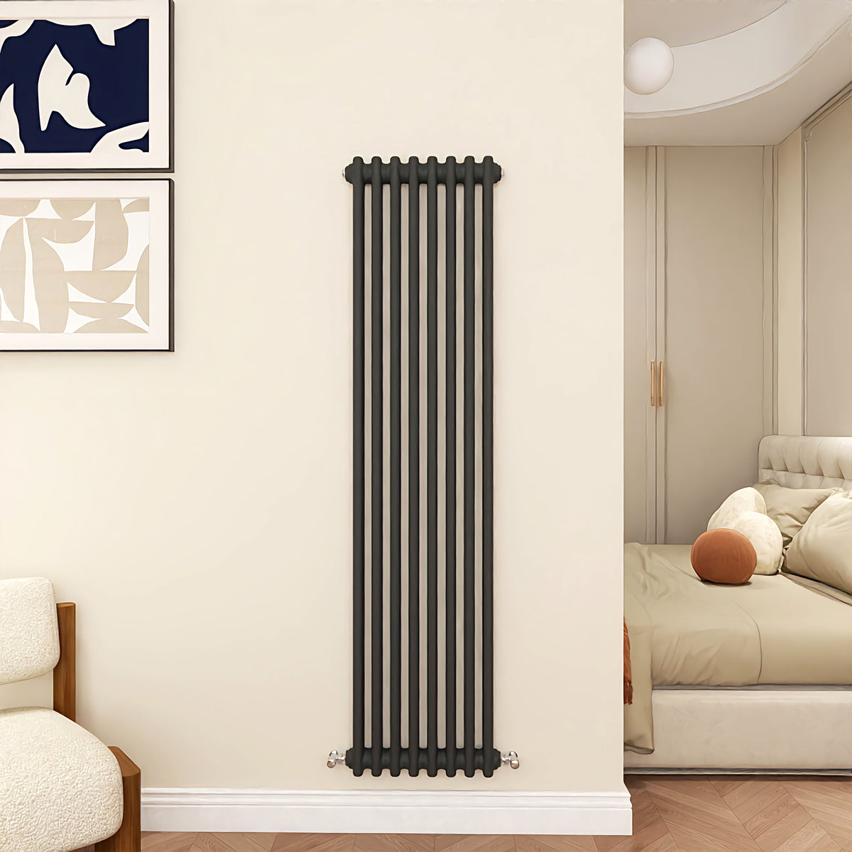 MDS Cast Iron Anthracite Radiator Vertical 1500x380mm 2 Columns ...