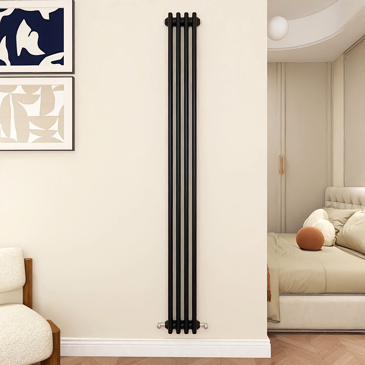 Modern Splash Cast Iron Black Radiator Vertical 1800x200mm 3 Columns