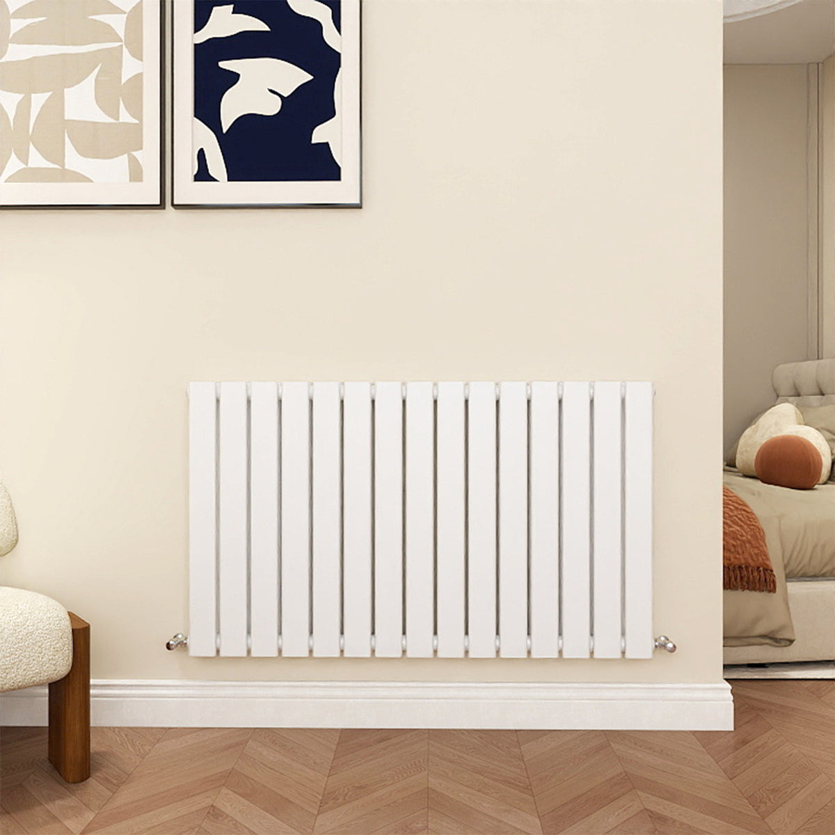 Modern Splash Flat Panel White Radiator Horizontal 600x1020mm 2 Panels