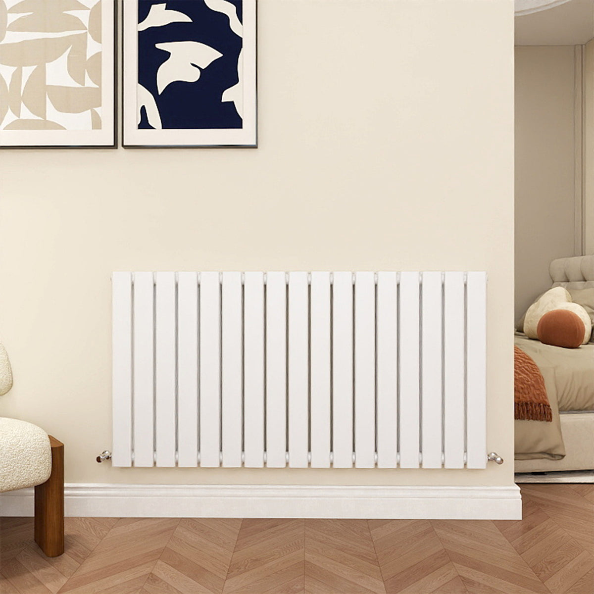 Modern Splash Flat Panel White Radiator Horizontal 600x1156mm 2 Panels