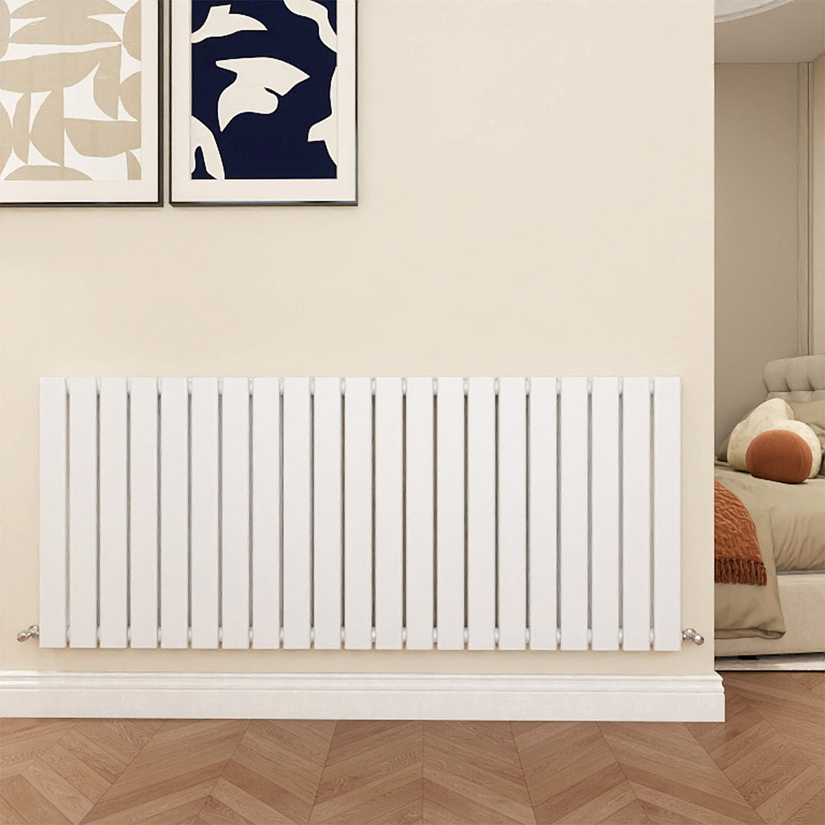 Modern Splash Flat Panel White Radiator Horizontal 600x1428mm 2 Panels
