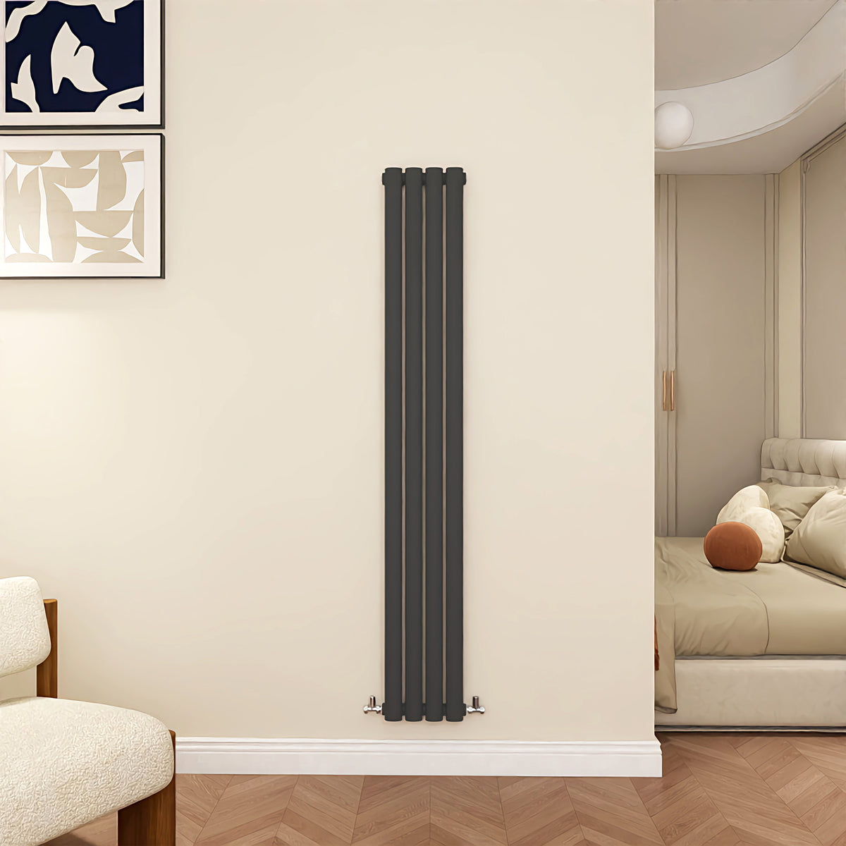 Modern Splash Oval Column Vertical Radiator Anthracite & White & Black