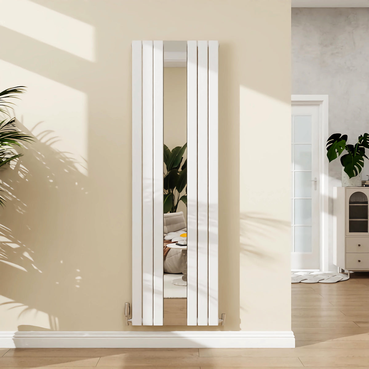 Modern Splash White Vertical Flat Panel Mirror Radiator 1800x535mm Sin